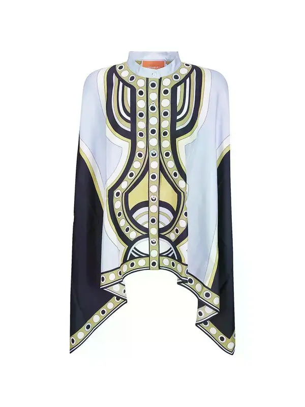 La DoubleJ Geometric Print Silk Shirt