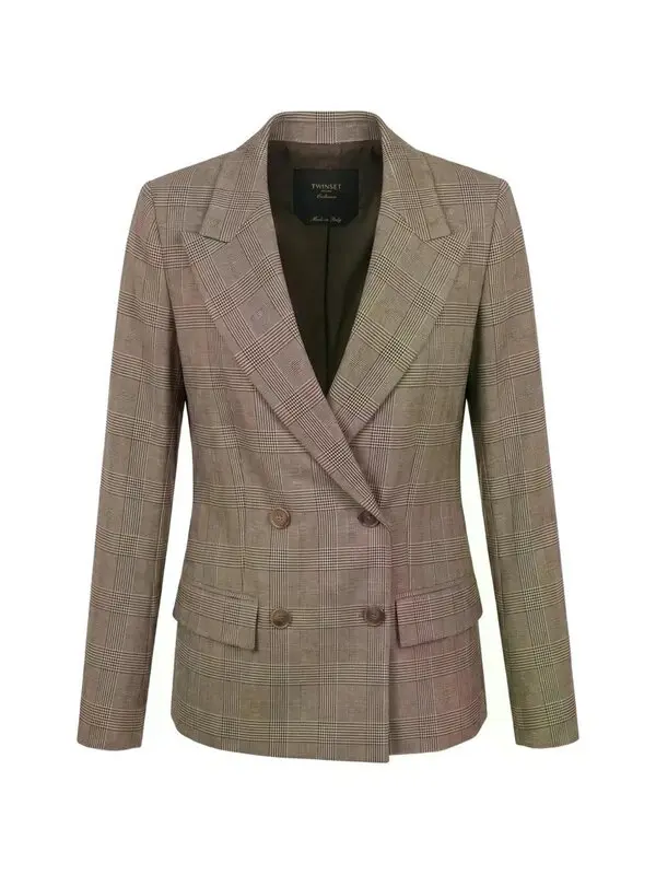 TWINSET Double-breasted Checked Blazer