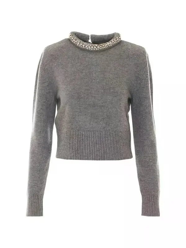 Pinko Berlino Crystal-embellished Sweater - Grey