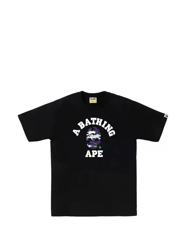 A BATHING APE Glitch Woodland Camo College T-shirt - Black