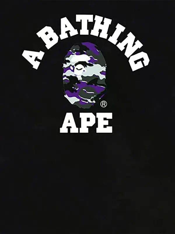A BATHING APE Glitch Woodland Camo College T-shirt - Black