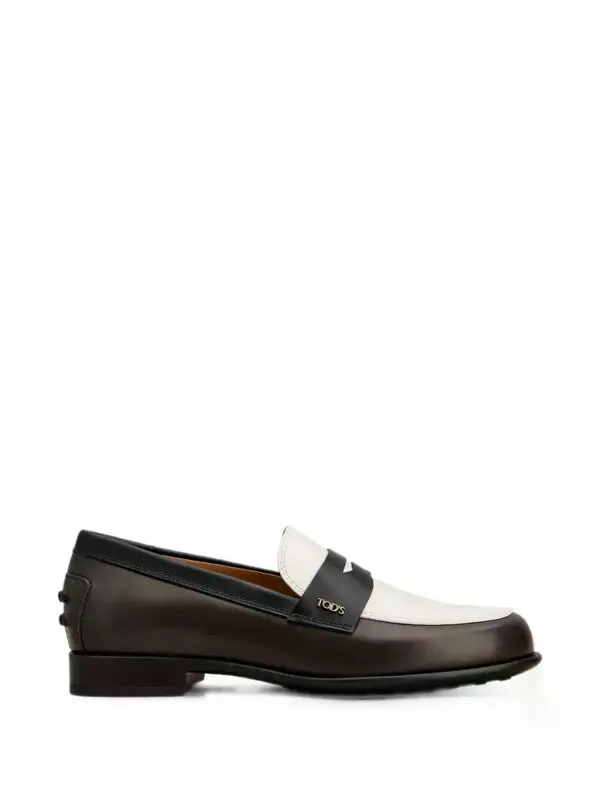 TOD'S Panelled Leather Loafers - Brown