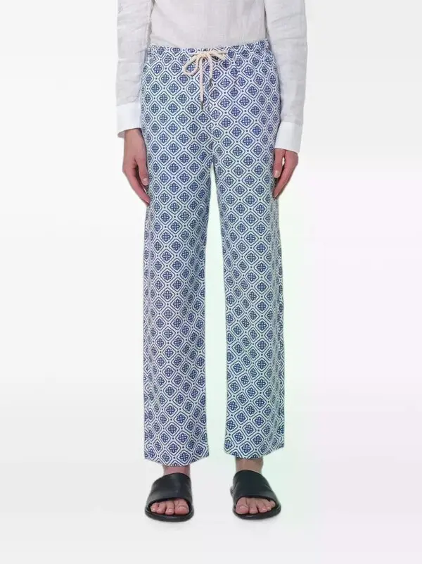 PENINSULA SWIMWEAR Geometric-print Straight-leg Trousers - Blue