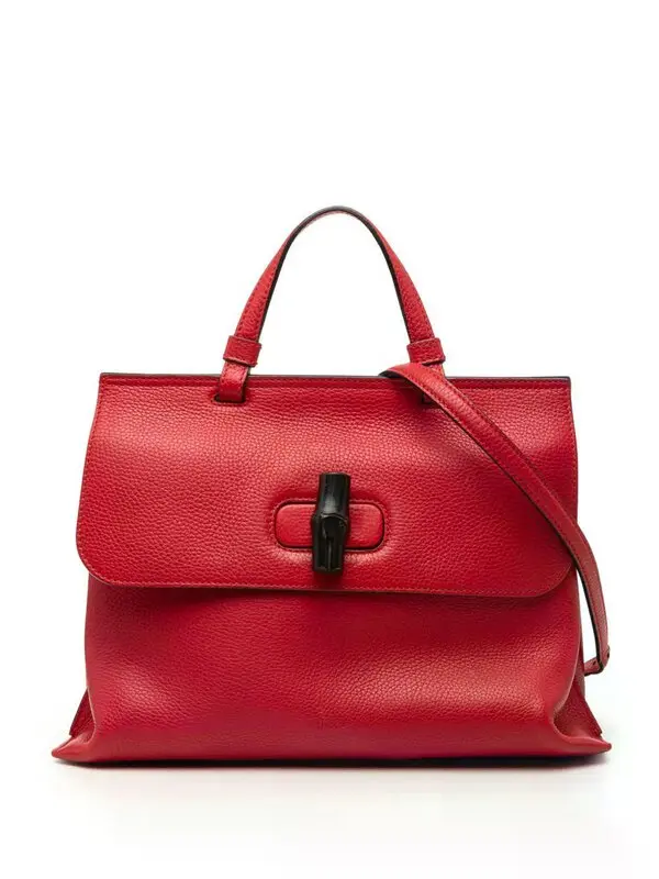 Gucci 2000-2015 Medium Calfskin Bamboo Daily Satchel