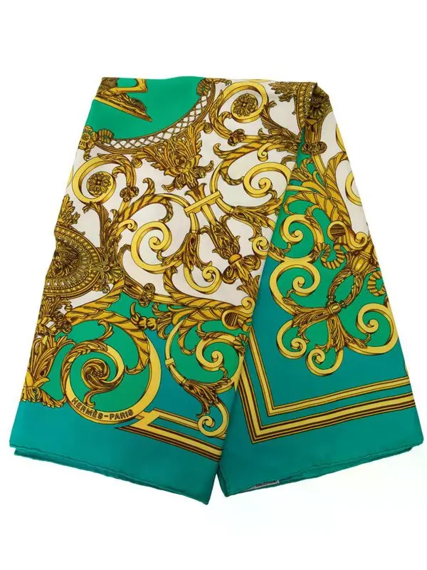 Hermès 1990 Les Tuileries Silk Scarf 90 Scarves - Green