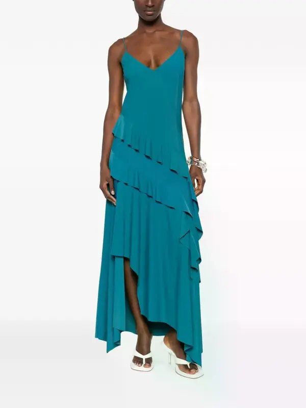 Moschino Ruffled Asymmetric Maxi Dress