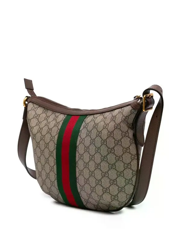 Gucci Ophidia Gg Supreme Web Half Moon Crossbody Bag