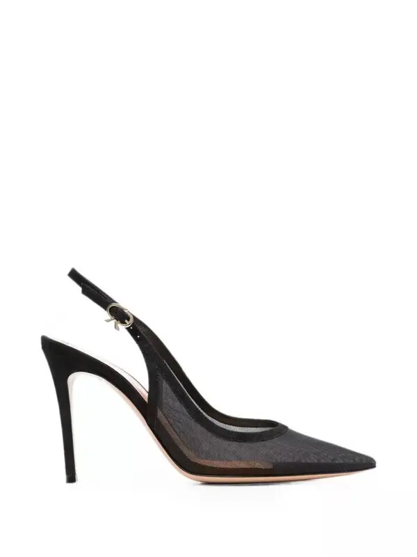 GIANVITO ROSSI Organza Mesh Slingback Pumps - Black