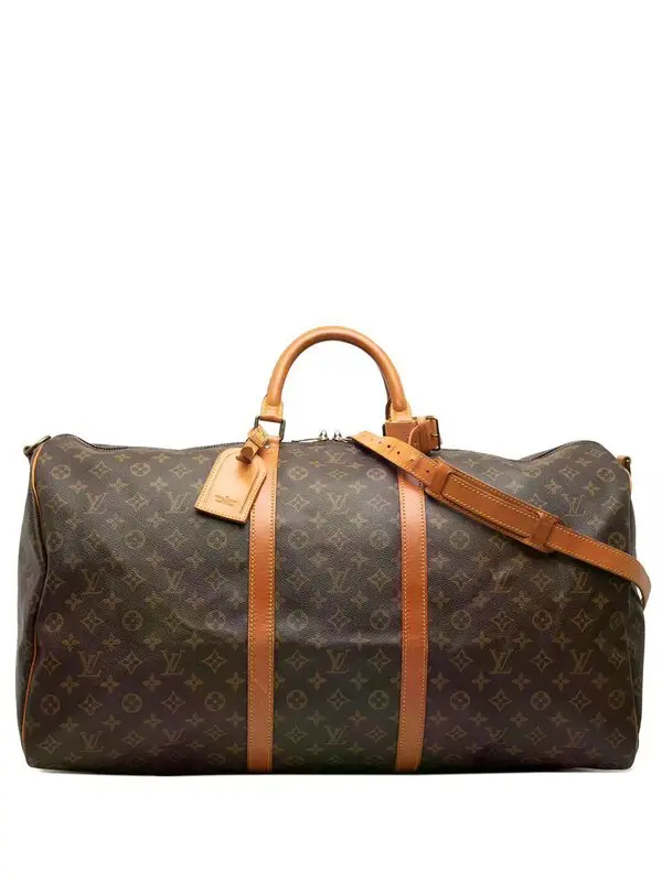 LOUIS VUITTON Monogram Keepall Bandouliere 60 Travel Bag - Brown
