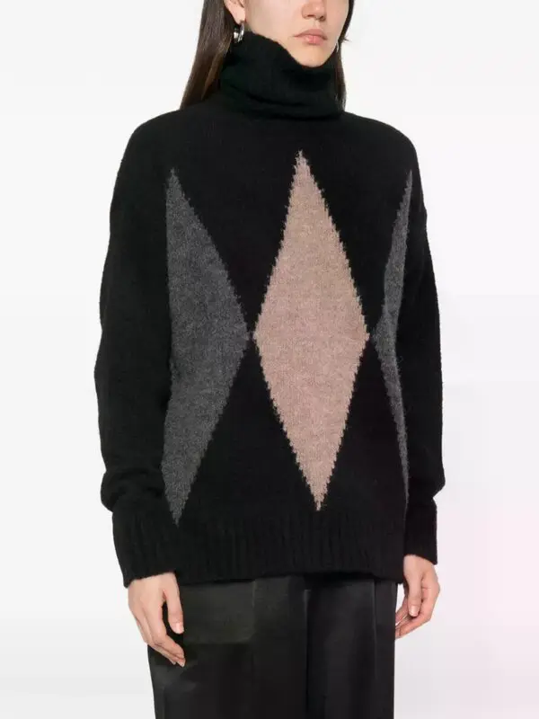 JUCCA Argyle-intarsia Roll-neck Sweater