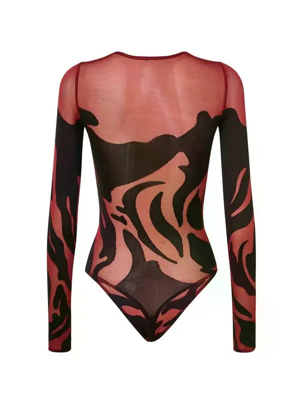 Wolford Rose Shadow Long-sleeve Bodysuit - Red