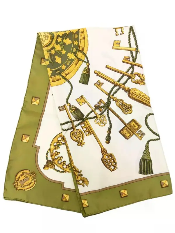 Hermès 20th Century Les Cles Silk Scarf 90 Scarves - White