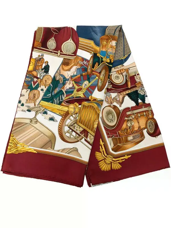Hermès 1990-2010 Automobile Silk Scarf 90 Scarves - Red
