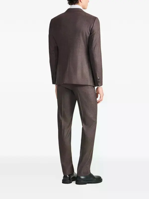 Giorgio Armani Slim-fit Suit Soho In Virgin Wool Flannel With Peak Lapels - Brown