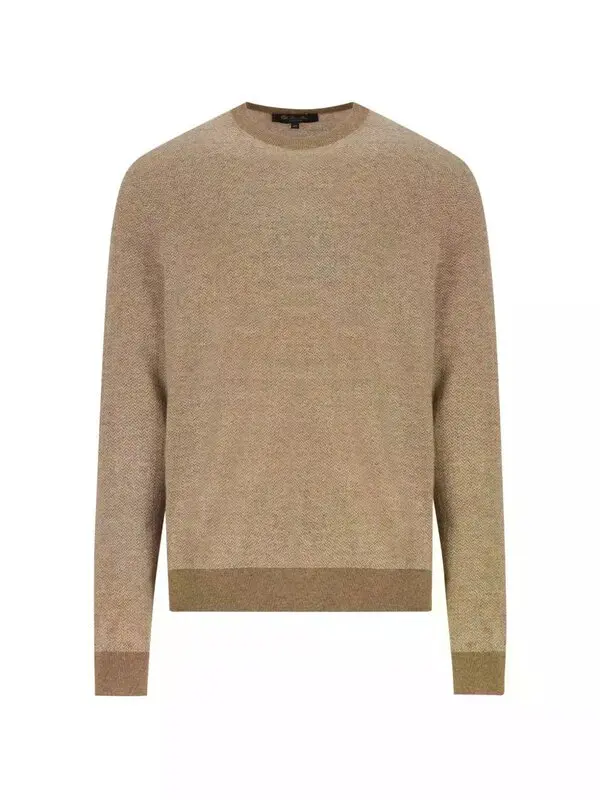 Loro Piana Chevron-knit Crew-neck Sweater - Neutrals