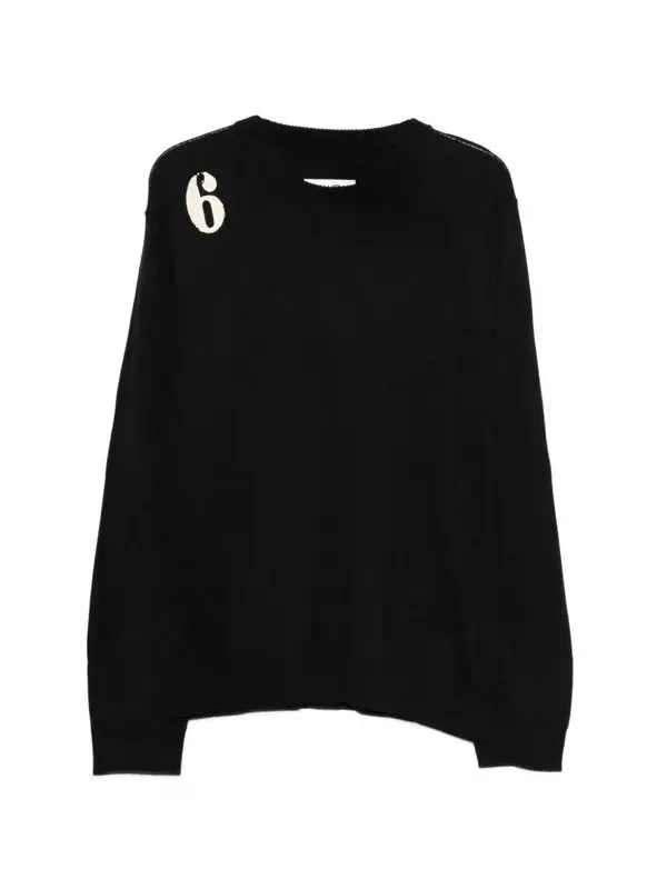 MAISON MARGIELA Number 6 Print Crew Neck Sweater - Black
