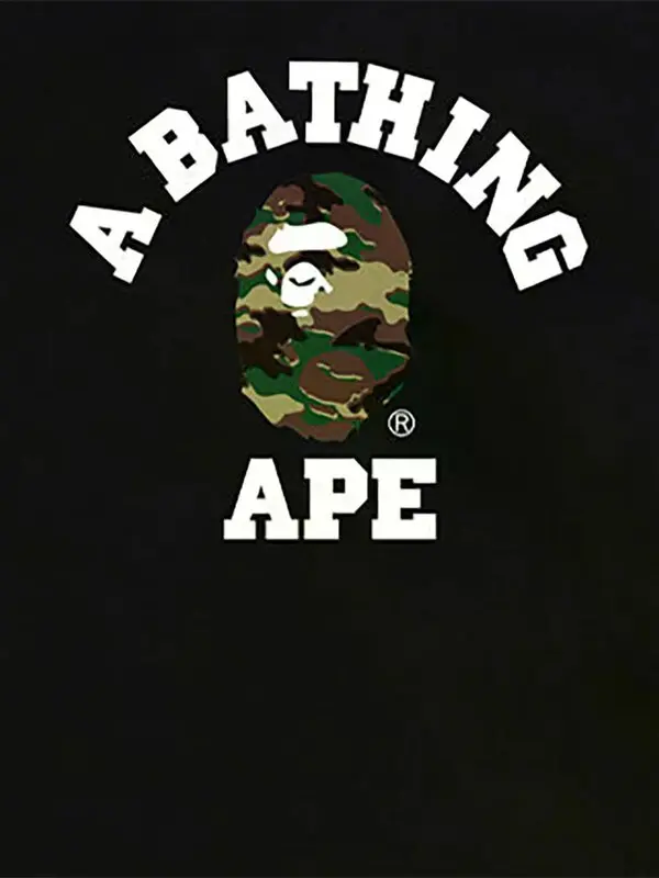 A BATHING APE Glitch Woodland Camo College T-shirt - Black