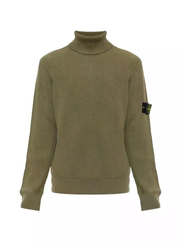 Stone Island Ribbed-knit Roll-neck Sweater - Green