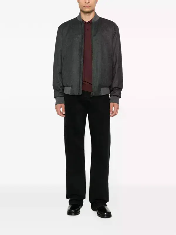 Canali Ribbed Knit Polo Sweater - Red