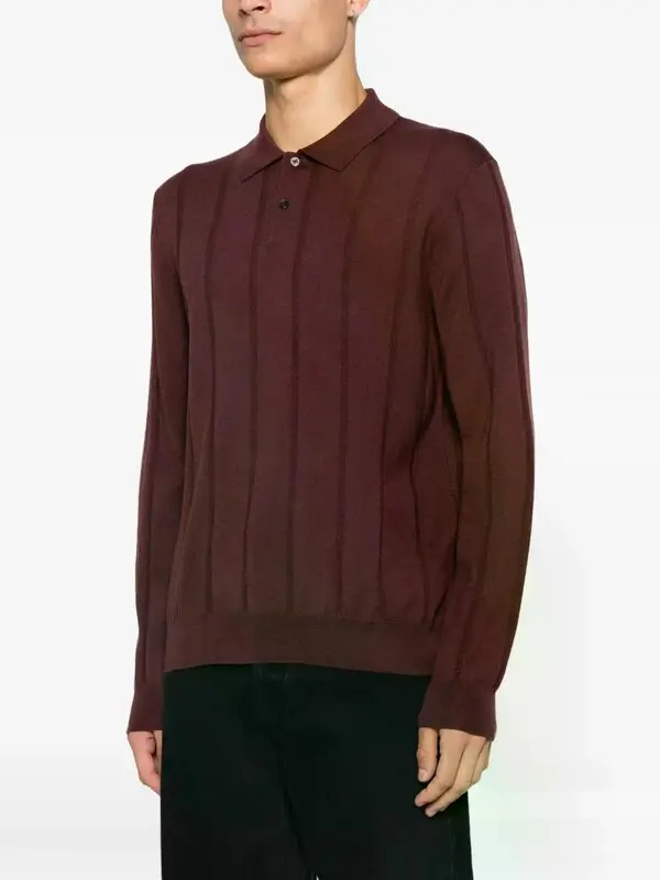 Canali Ribbed Knit Polo Sweater