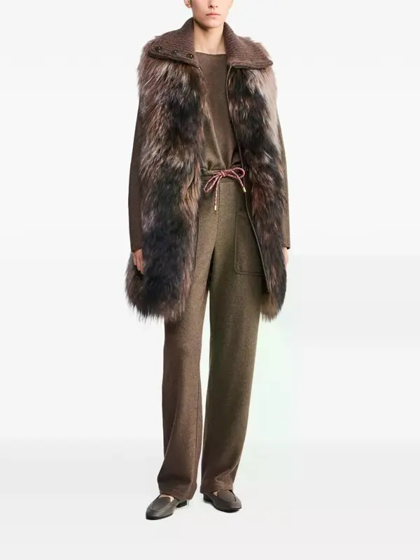 Giorgio Armani Round Neck Sweater With Center Seam Detail - Brown