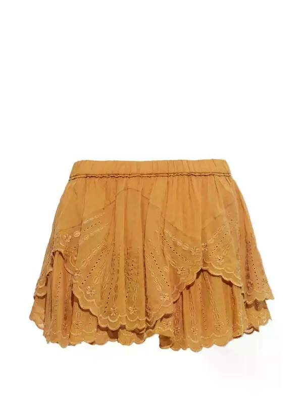 MARANT ETOILE Layale Broderie-anglaise Ruffled Skort - Orange