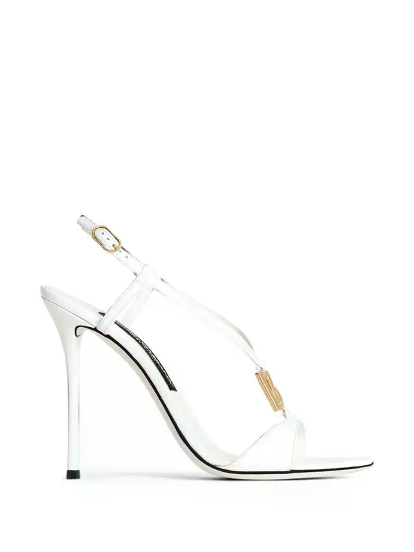 Dolce & Gabbana Patent Leather Heeled Sandals - White