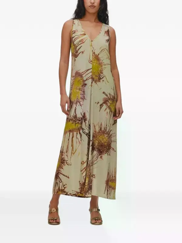 RABENS SALONER Alpa Tie-dye V-neck Maxi Dress - Neutrals