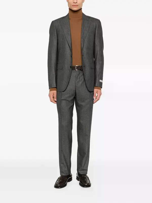 Canali Herringbone-pattern Wool Suit - Grey