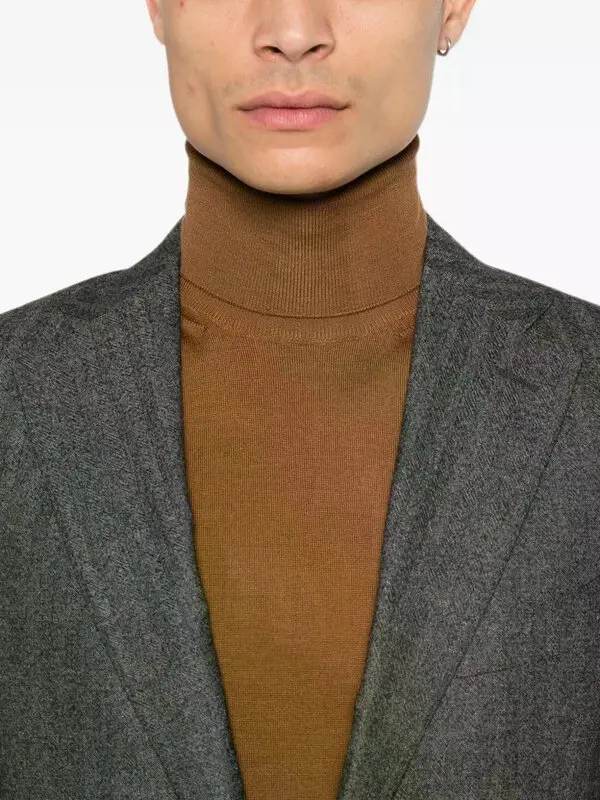 Canali Herringbone-pattern Wool Suit