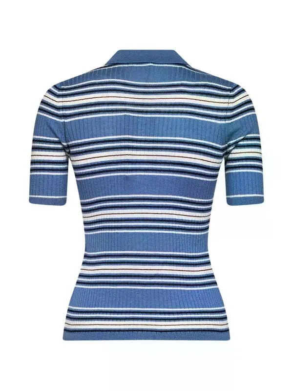 Max Mara Striped Ribbed-knit Polo Shirt
