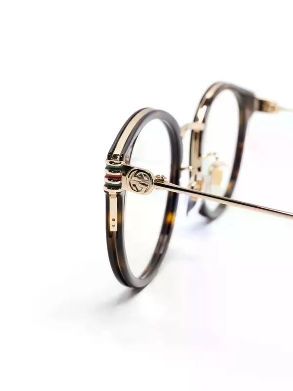 Gucci Tortoiseshell-effect Round-frame Glasses