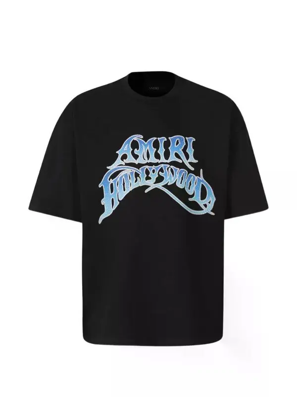 Amiri Rhinestone-embellished Logo-print T-shirt - Black