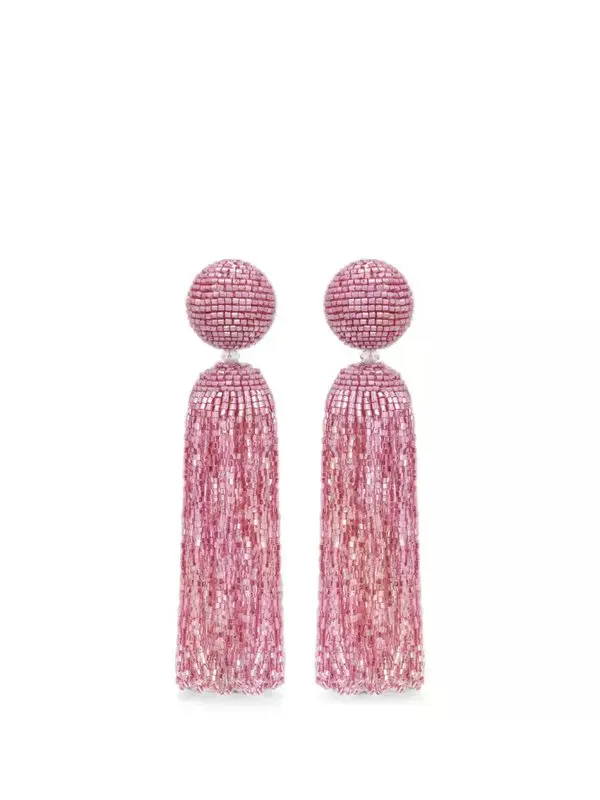 Oscar De La Renta Beaded Tassel Earrings - Pink