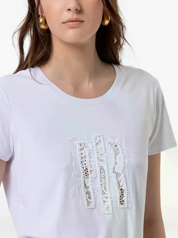 FRACOMINA Embroidered Faux-pearl Detail T-shirt