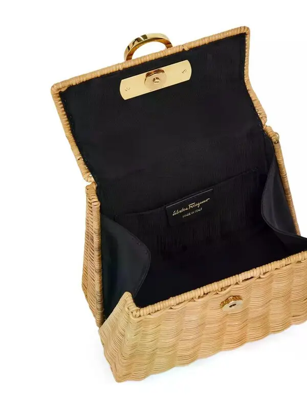 FERRAGAMO Woven Top Handle Bag - Neutrals