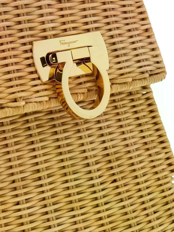 FERRAGAMO Woven Top Handle Bag - Neutrals