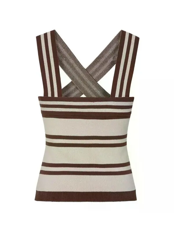 GAELLE PARIS Striped Cross-strap Knitted Top