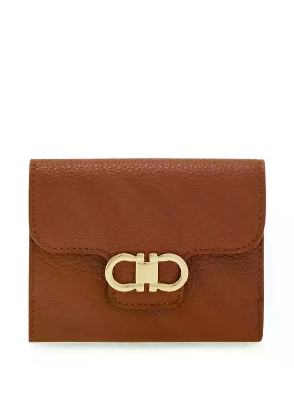 FERRAGAMO Gancini Pebbled Wallet - Brown