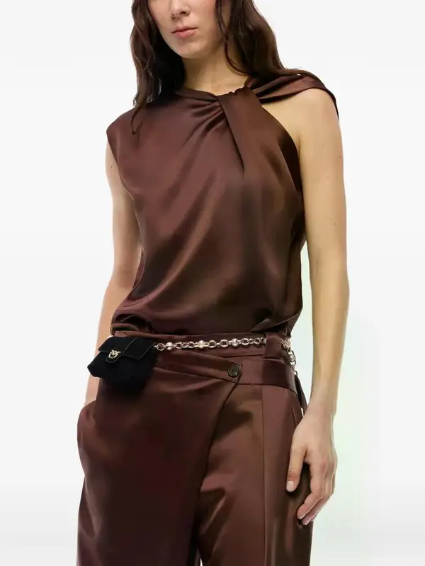 Pinko Draped Sleeveless Top - Brown
