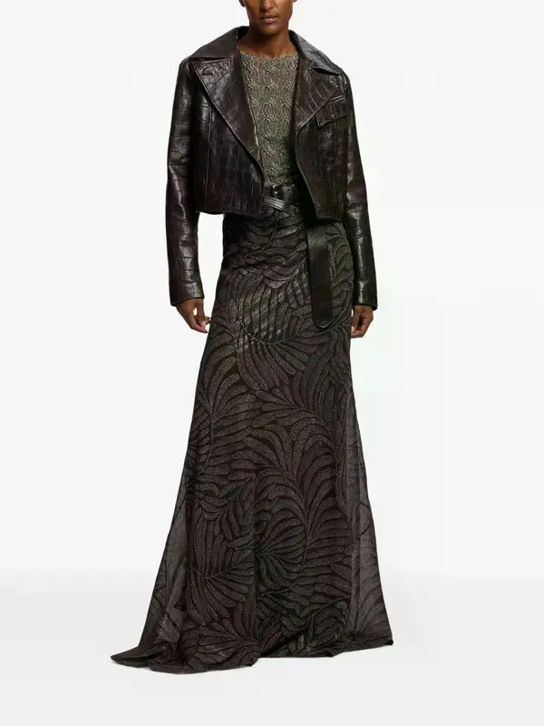 Ralph Lauren Jaxson Crocodile-pattern Leather Jacket