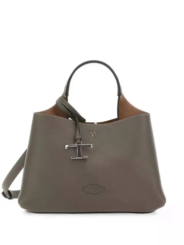 TOD'S T Timeless Pebbled Handbag - Brown