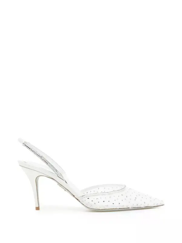 Rene Caovilla Belle Embellished Slingback Sandals - White