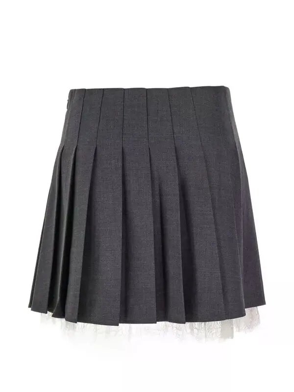 SELF-PORTRAIT Pleated Lace-trim Mini Skirt