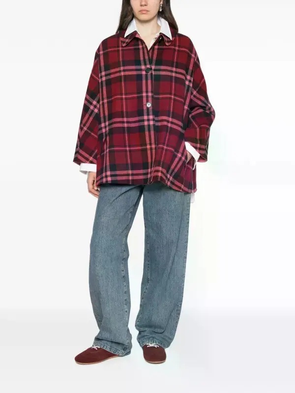 ALICIA AUDREY Clarissa Check-pattern Button-up Reversible Coat