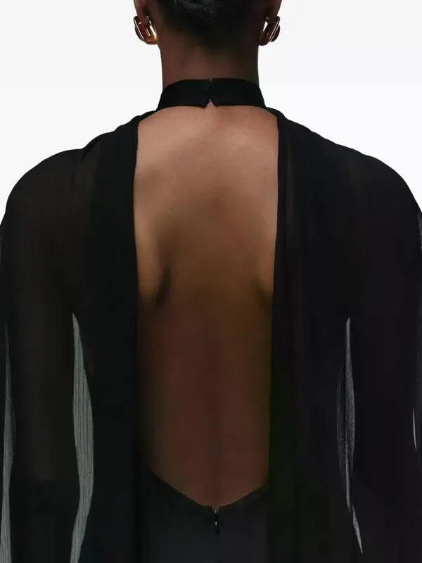 CAYET Farah Cape-detail Open-back Mini Dress