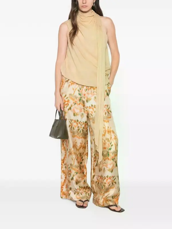PIERRE-LOUIS MASCIA Beige Ikat Print Palazzo Pants