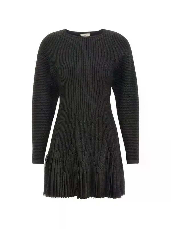 Elisabetta Franchi Ribbed Pleated Mini Dress