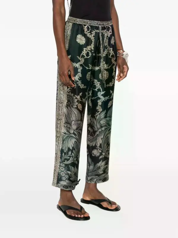 PIERRE-LOUIS MASCIA Aloe Floral-print Drawstring Trousers - Black