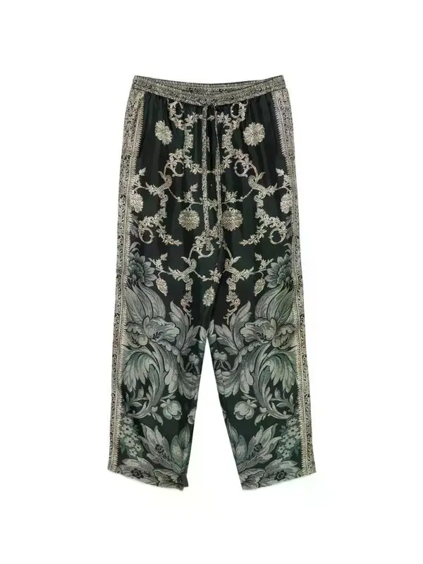 PIERRE-LOUIS MASCIA Floral Print Drawstring Trousers - Black